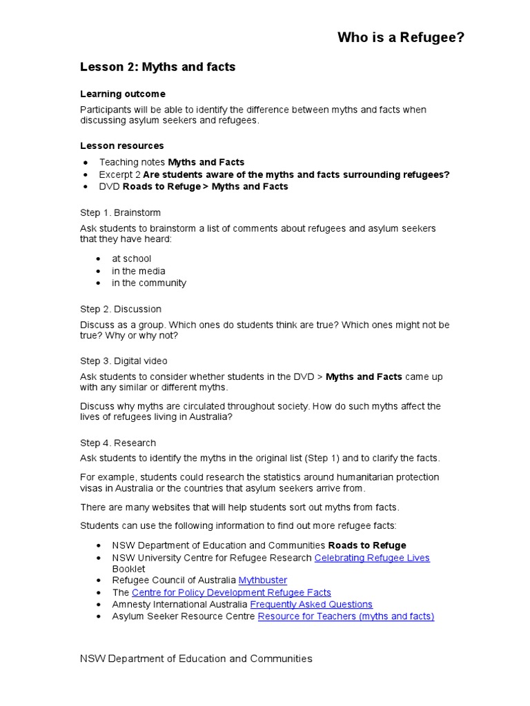 Myths vs Facts About Refugees | PDF | Social Science | Self-Improvement