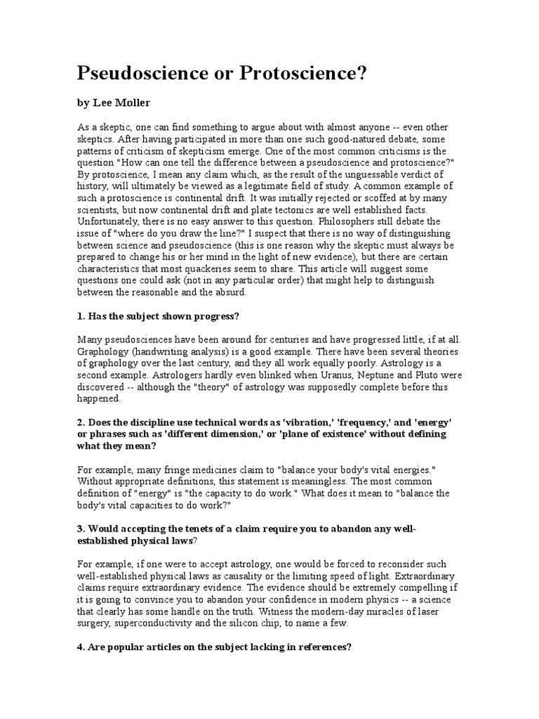 Moller, L - Pseudoscience or Protoscience | PDF | Pseudoscience ...