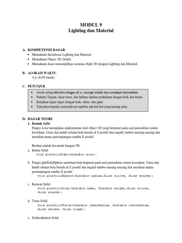 Pemodelan 3D: Lighting & Material Basics | PDF