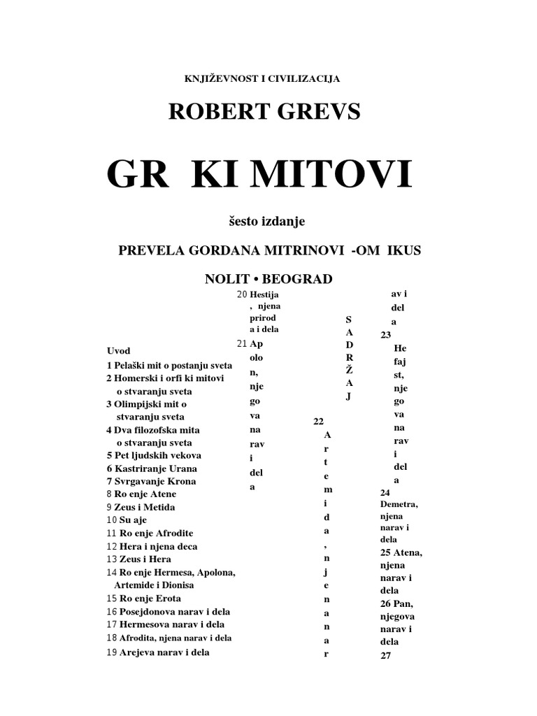 Grcki Mitovi - Robert Grevs | PDF