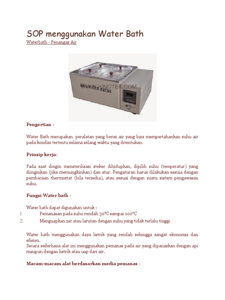 SOP Menggunakan Water Bath | PDF