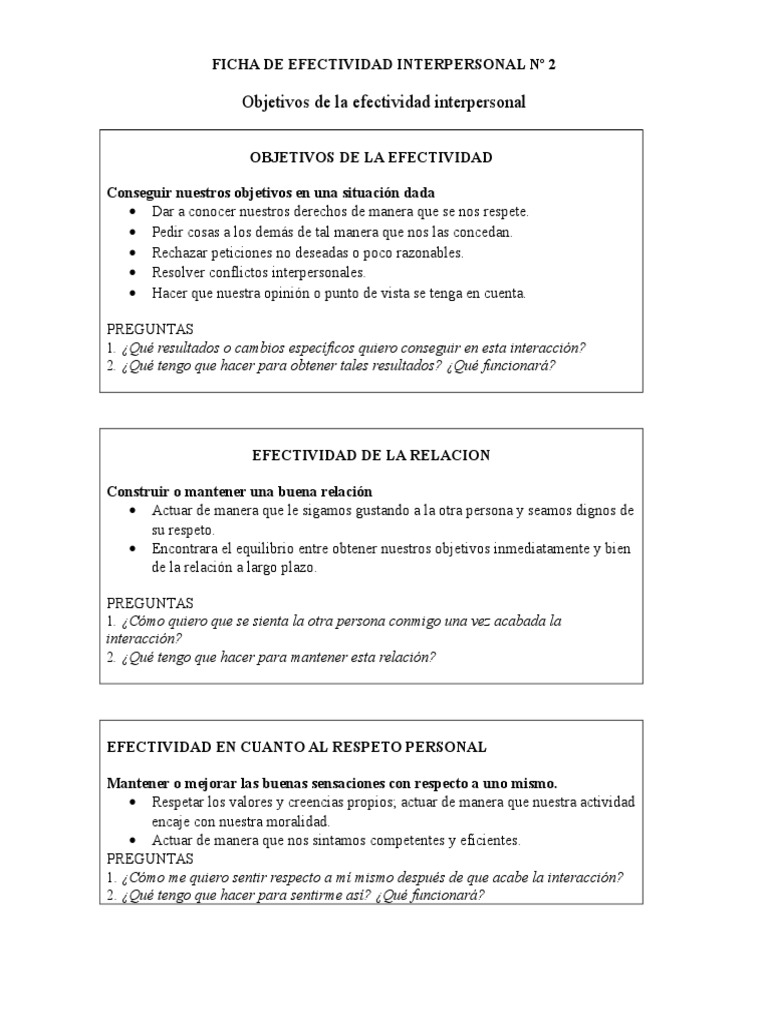 Ficha 2-2 Efectividad Interpersonal | PDF