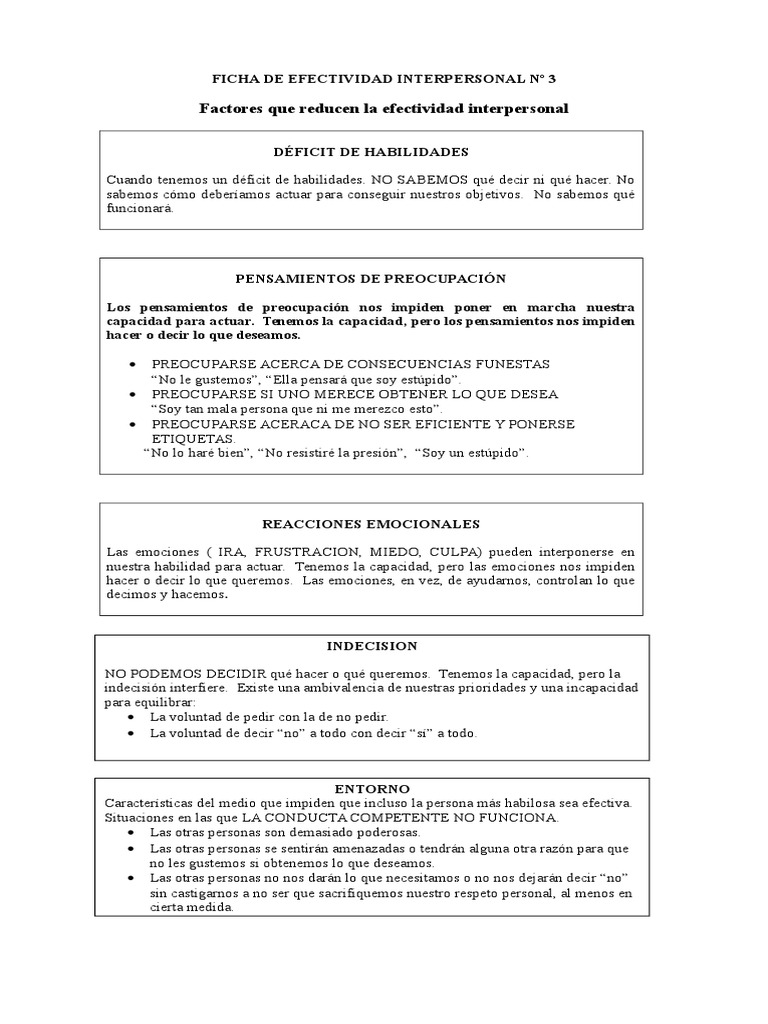 Ficha 2-3 Efectividad Interpersonal | PDF | Crecimiento personal y ...