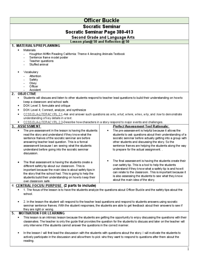Socratic Seminar Officer Buckle | PDF | Constructivism (Philosophy Of ...