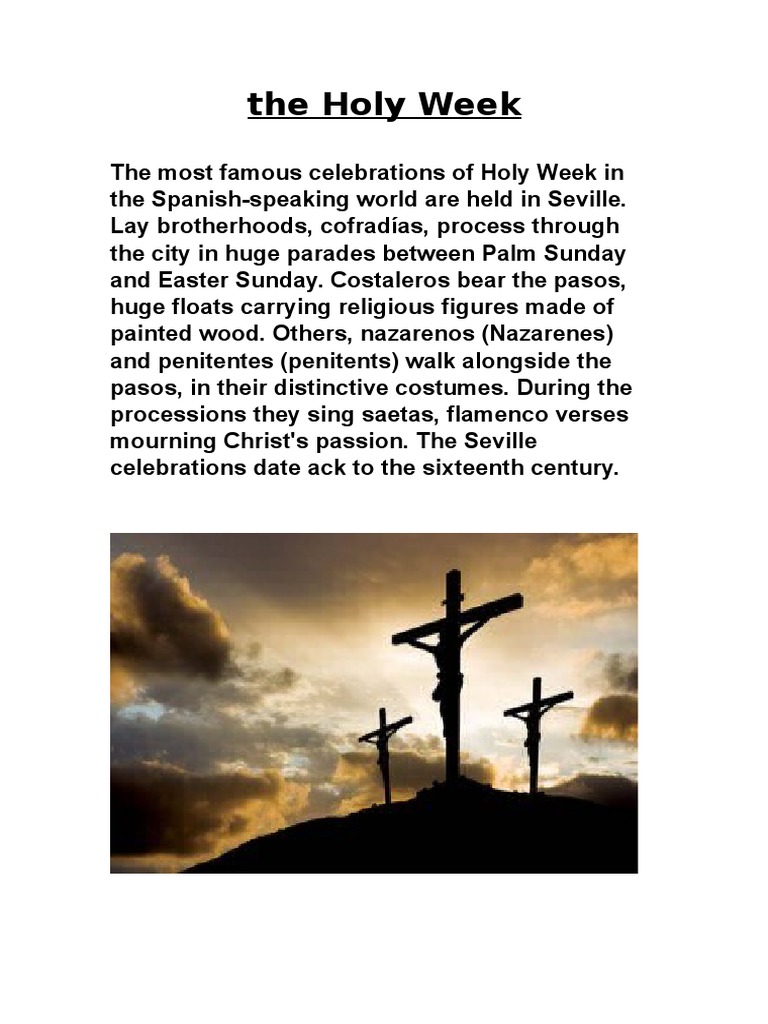 The Holy Week | PDF | Catholic Holy Days | Liturgical Calendar