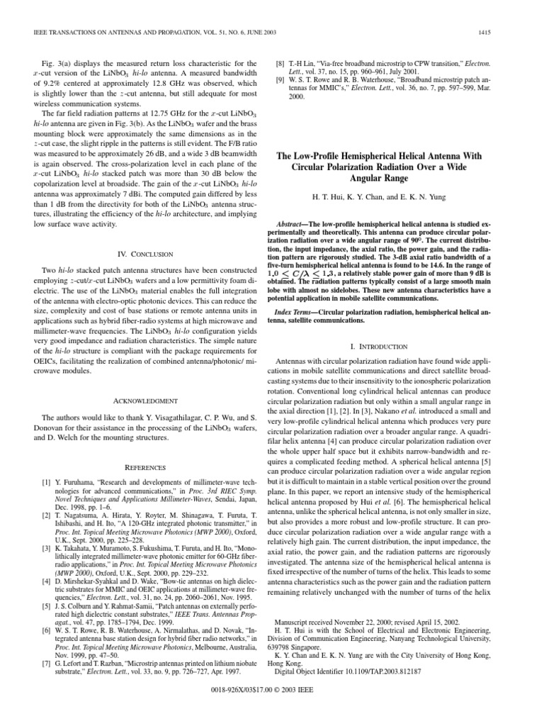 Hi-Lo Antenna. A Measured Bandwidth | PDF | Antenna (Radio) | Helix