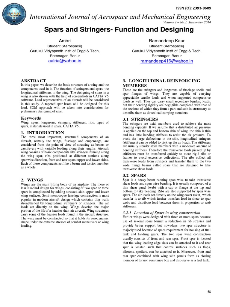 Spars and Stringers - Function and Designing PDF | PDF | Spar ...