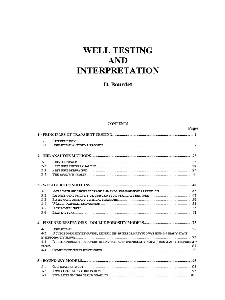 Bourdet - Well Testing and Interpretation PDF | PDF | Inverse Problem ...