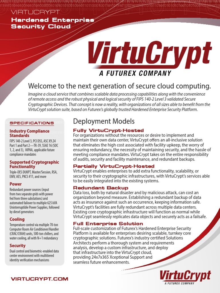 VirtuCrypt Brochure1 | PDF | Cloud Computing | Data Center