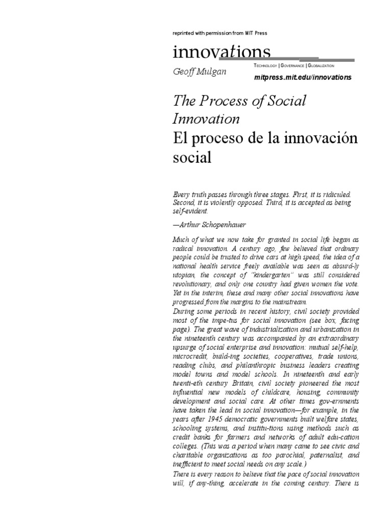 The Process of Social Innovation, Mulgan (Ing - Esp) 2006 | PDF ...