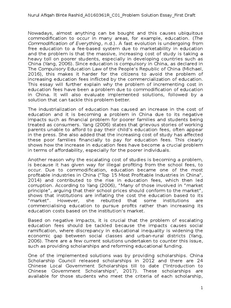 Problem Solution Essay - Draft 1 | PDF