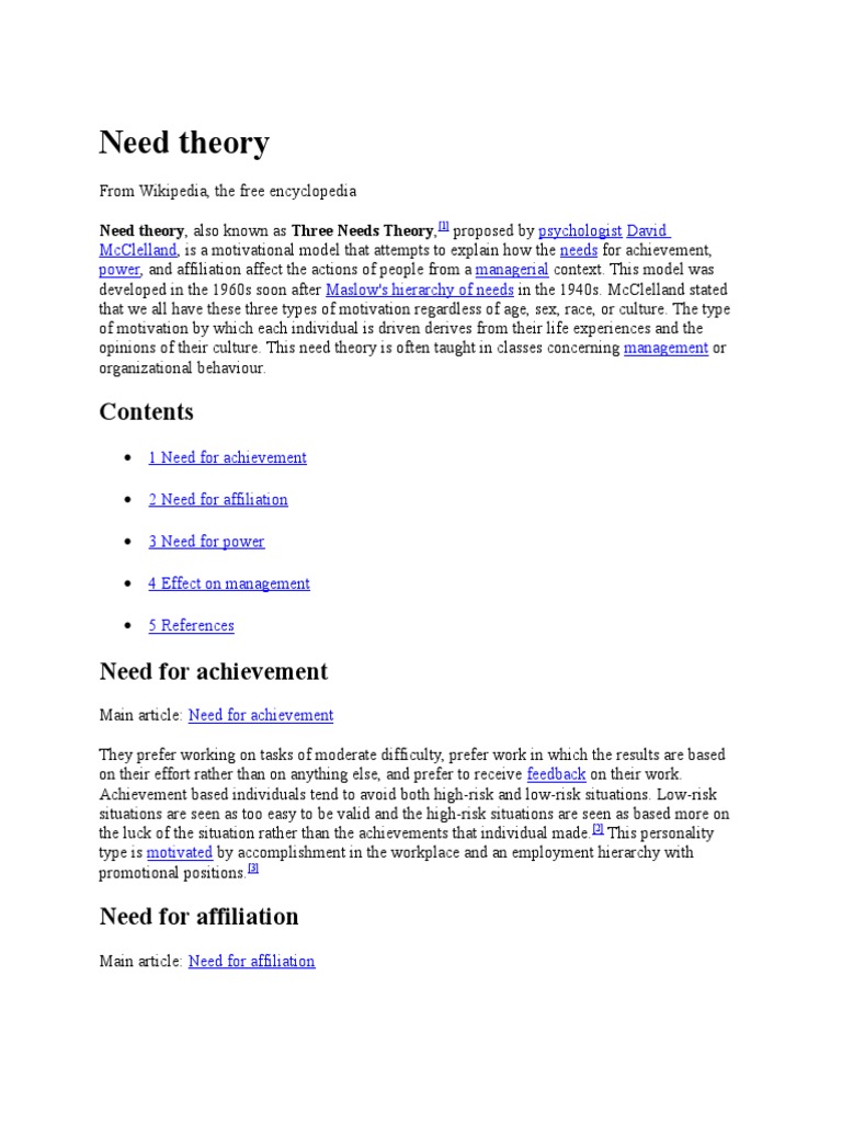Need Theory | Download Free PDF | Motivation | Motivational