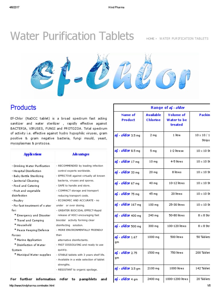 Hind Pharma | PDF | Chlorine | Water Purification