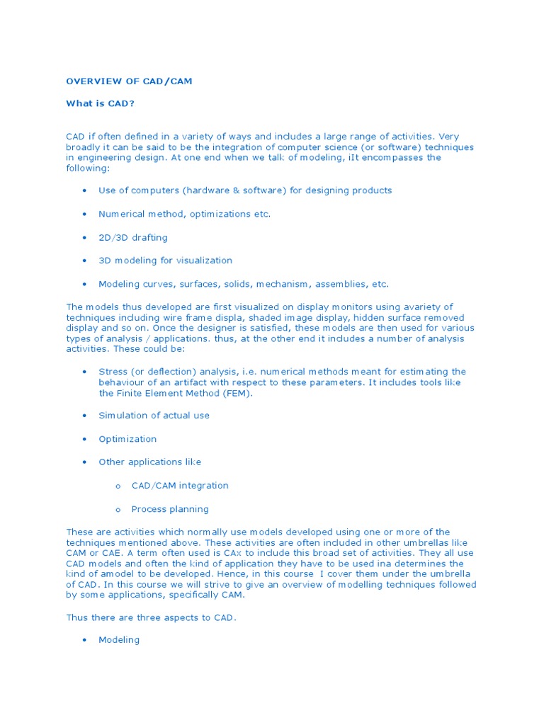 Overview of Cad | PDF | Cathode Ray Tube | Liquid Crystal Display