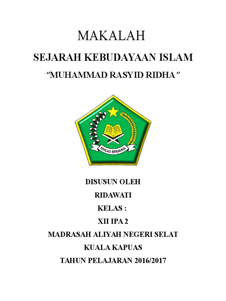 Makalah Muhammad Rasyid Ridha | PDF