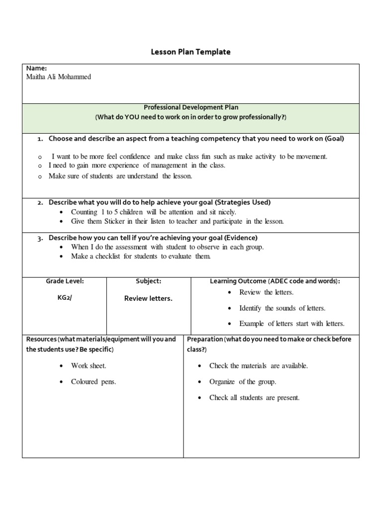 Lesson Plan of Review Letters | PDF