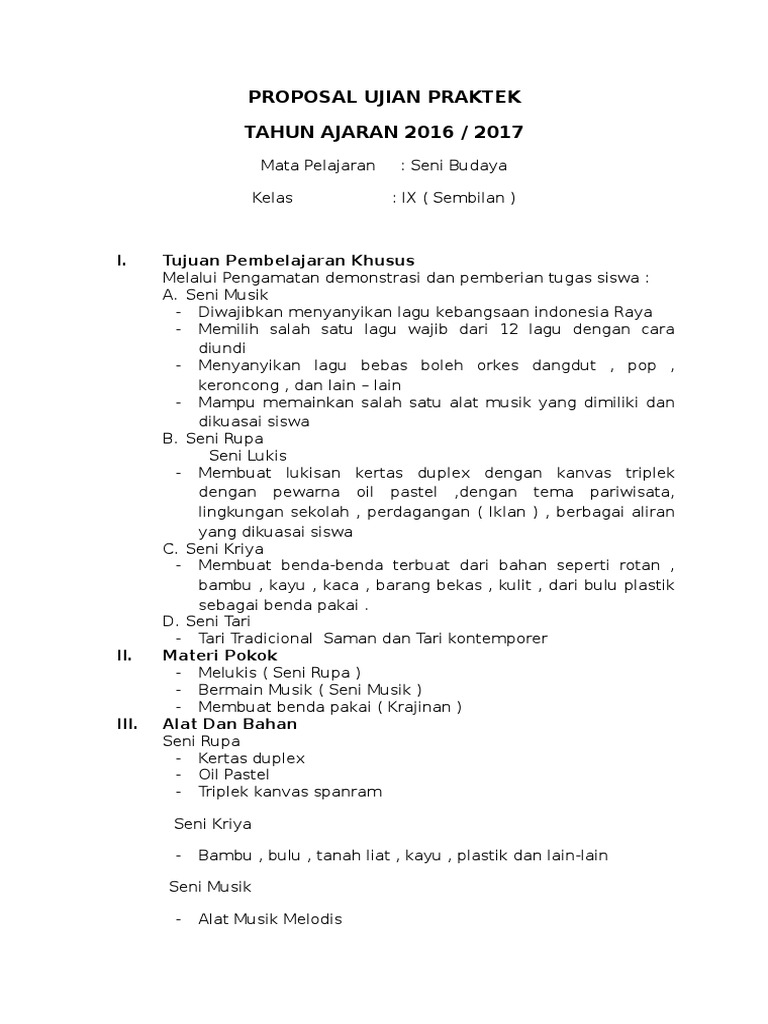 Proposal Praktek SB | PDF | Ilmu Sosial | Seni