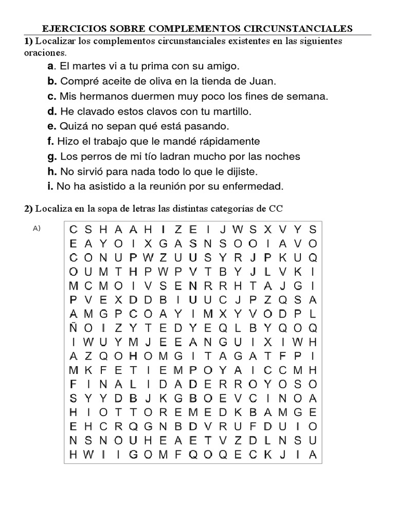 Actividades Complemento Circunstancial | PDF
