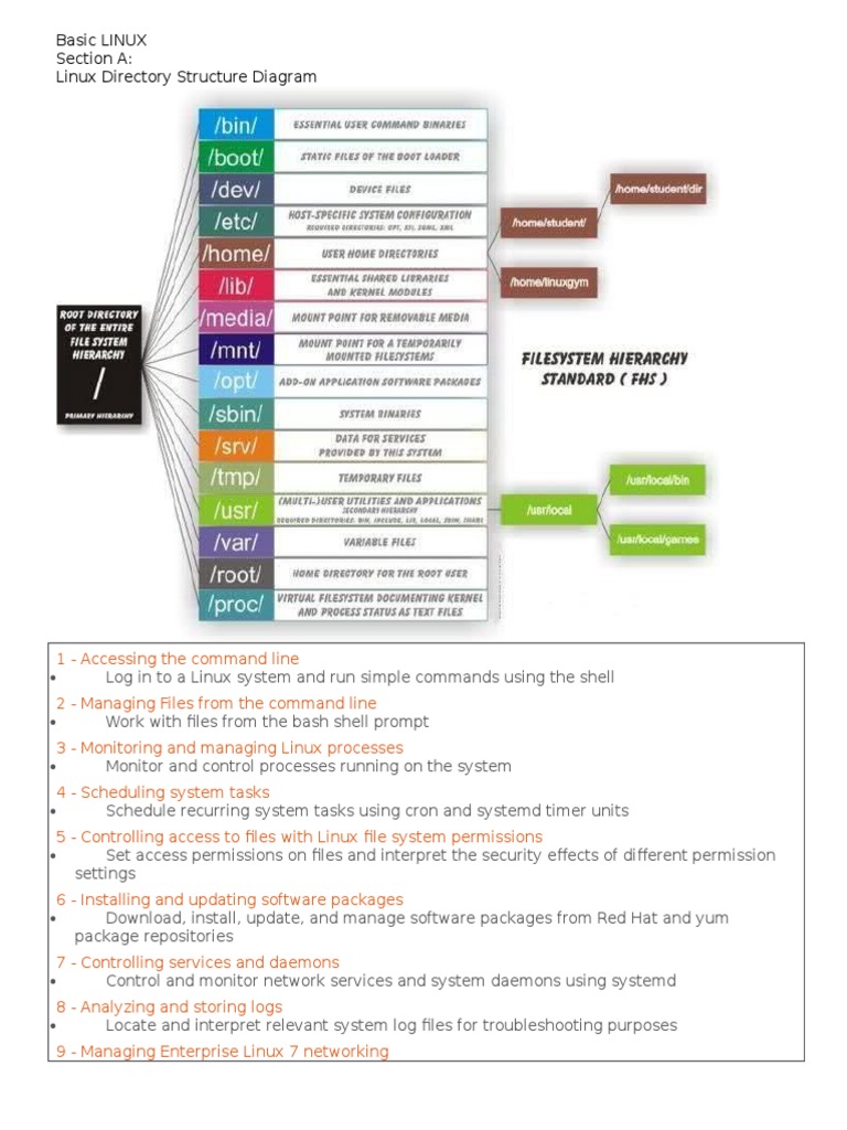 Basic LINUX Section A: Linux Directory Structure Diagram | PDF