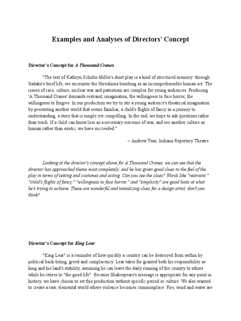 4 ExamplesandAnalysesofDirectorsconcepts | PDF | King Lear | Theatre
