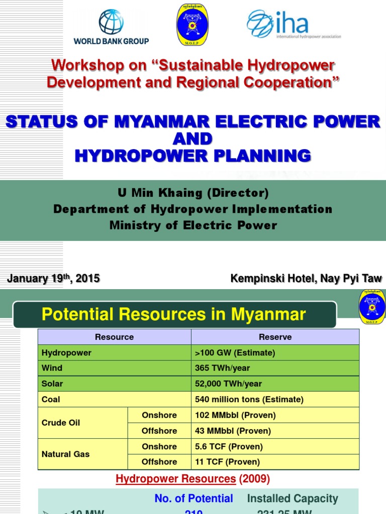 STATUS OF MYANMAR ELECTRIC POWER AND HYDROPOWER PLANNING ...