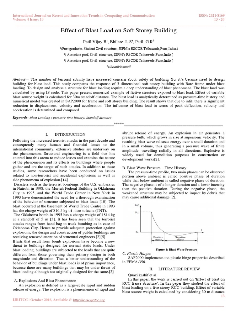 Effect of Blast Load On Soft Storey Building | PDF | Bomb | Structural Load