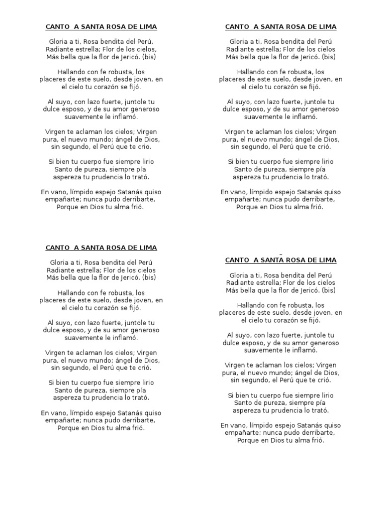 Canto A Santa Rosa de Lima | PDF | Amor | Creencia religiosa y doctrina