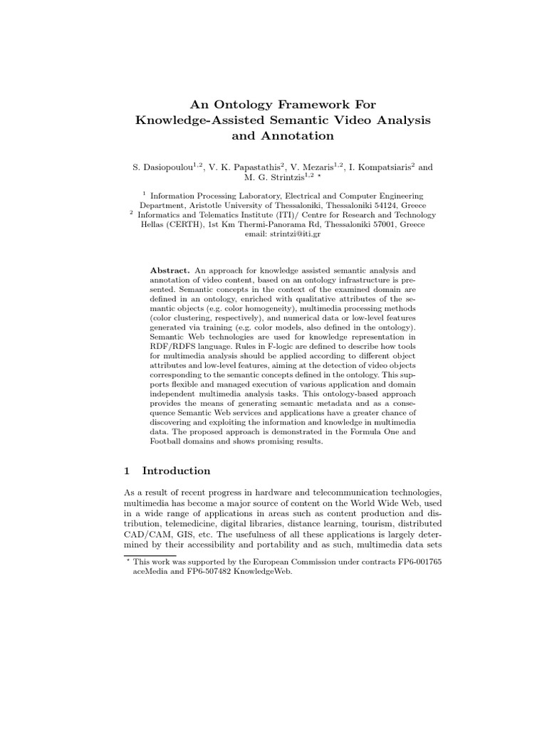 An Ontology Framework For Knowledge-Assisted Semantic Video Analysis and Annotation | Download ...