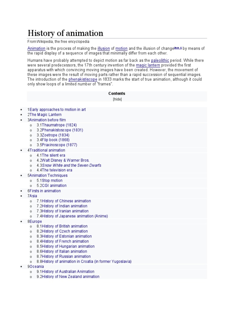 History of Animation | PDF | Animation | Art Media