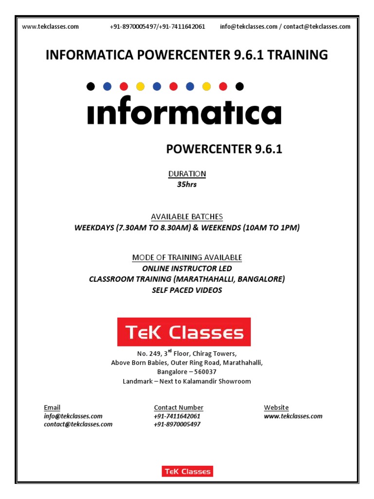 Informatica PowerCenter 9.6.1 Training Course Overview: Modes of ...