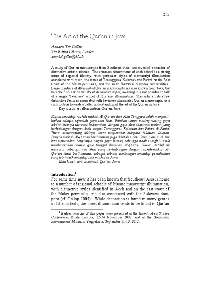 The Art of The Qur'an in Java - Annabel Teh Gallop | PDF | Java | Surah
