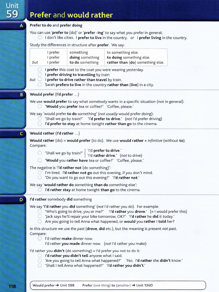 Prefer Would Rather PDF | PDF