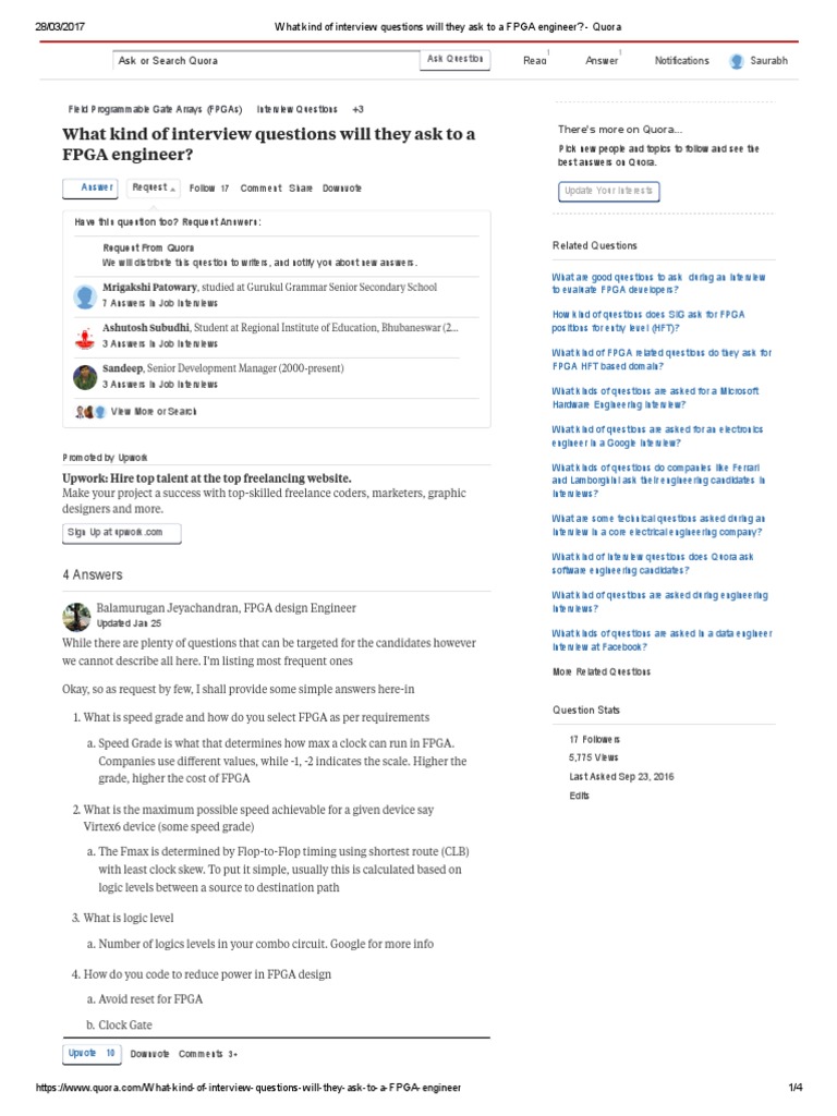 FPGA Engineer Interview Questions | PDF | Field Programmable Gate Array | Electronic Engineering