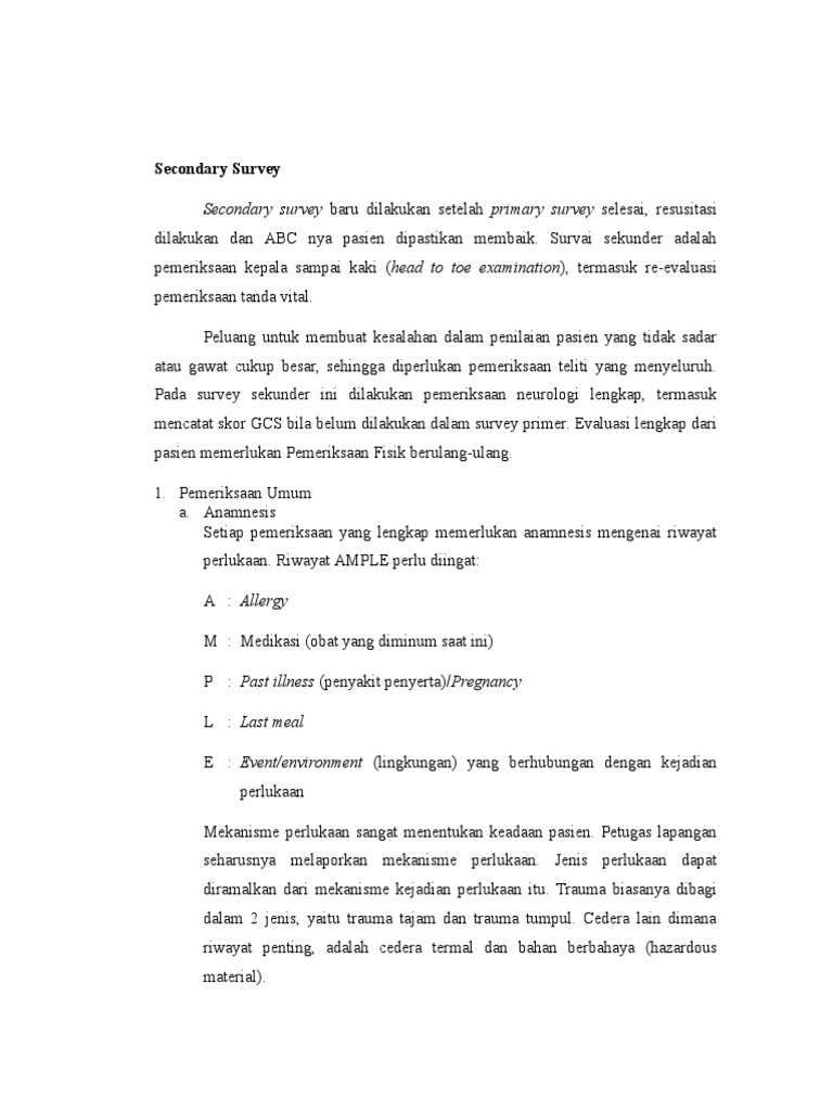 Secondary Survey | PDF