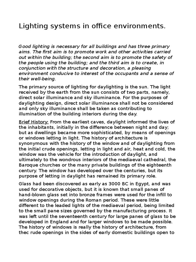 Lighting Design Considerations for Optimal Health, Productivity and ...