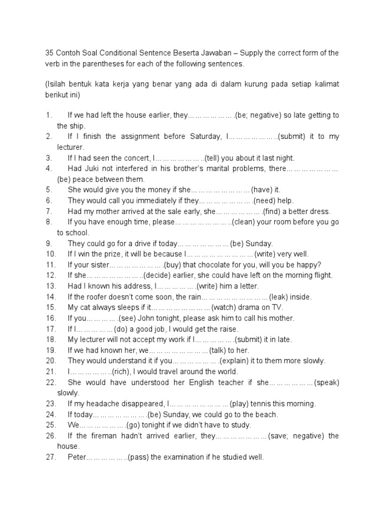 Contoh Soal Conditional Sentence | PDF