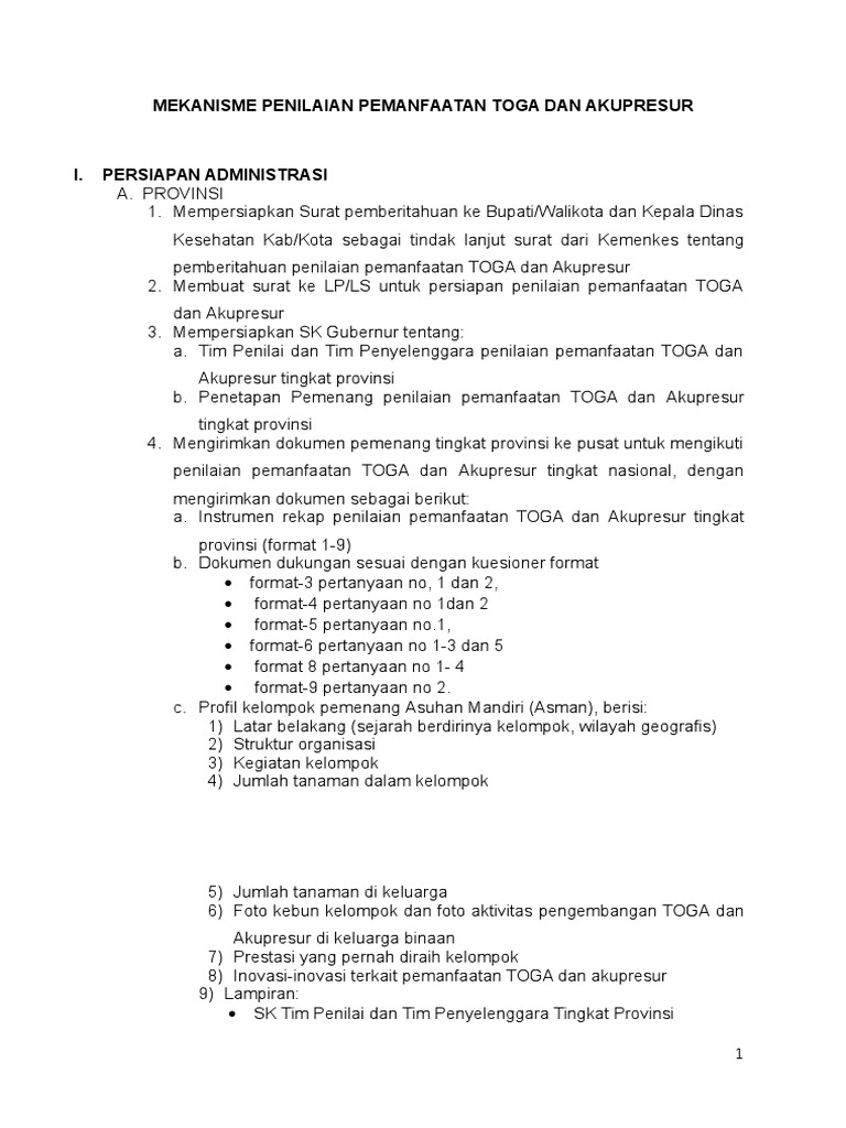 JUKNIS MEKANISME LOMBA TOGA Tanpa Provinsi | PDF