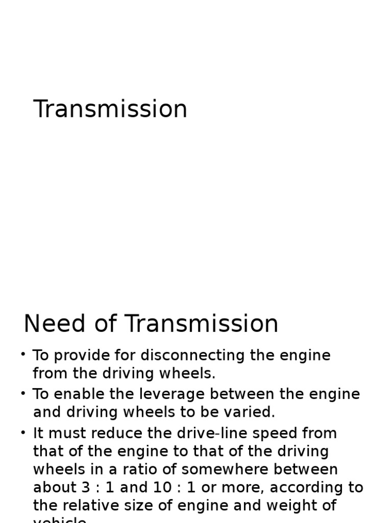 Presentation Transmission | PDF | Transmission (Mechanics) | Axle