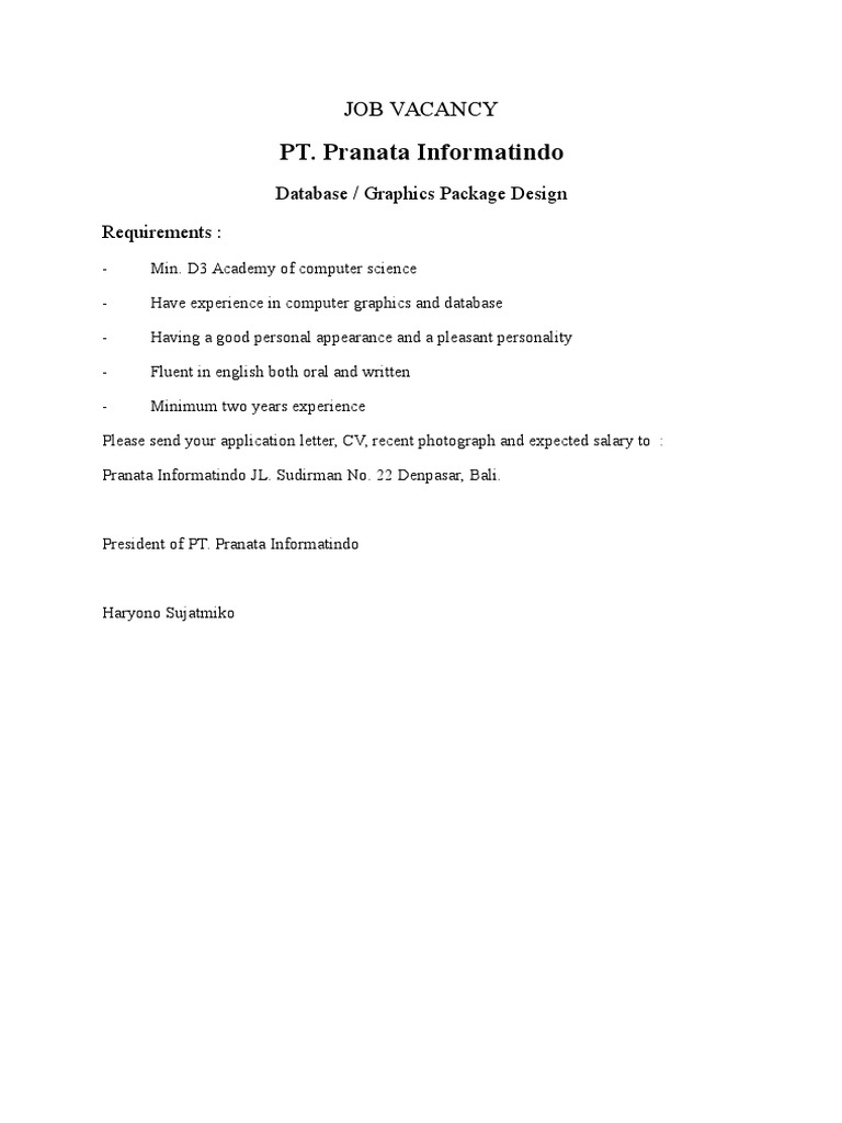 Job Vacancy | PDF | Indonesia | Communication