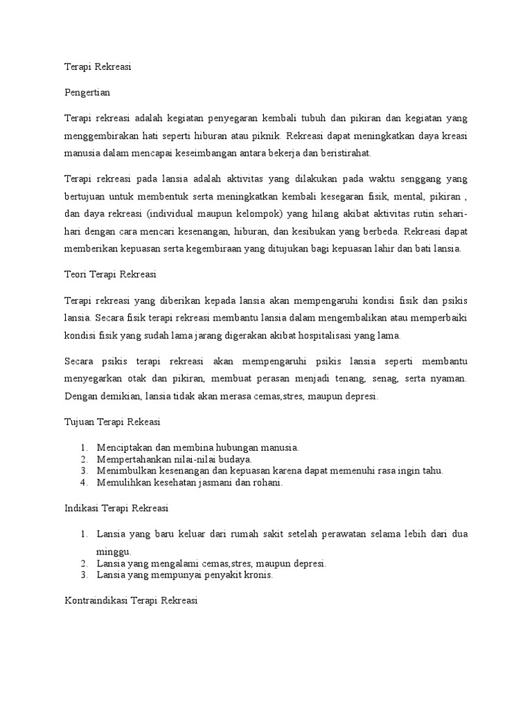 Terapi Rekreasi untuk Lansia | PDF | Gaya Hidup