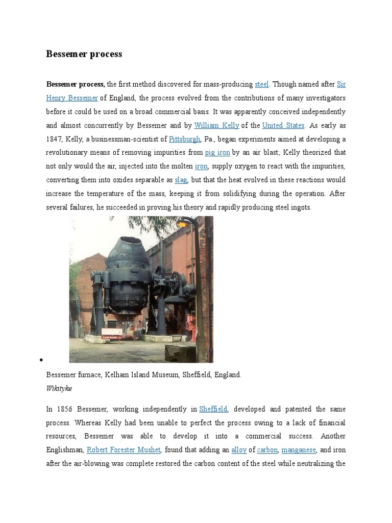 Bessemer Process | PDF | Steelmaking | Steel
