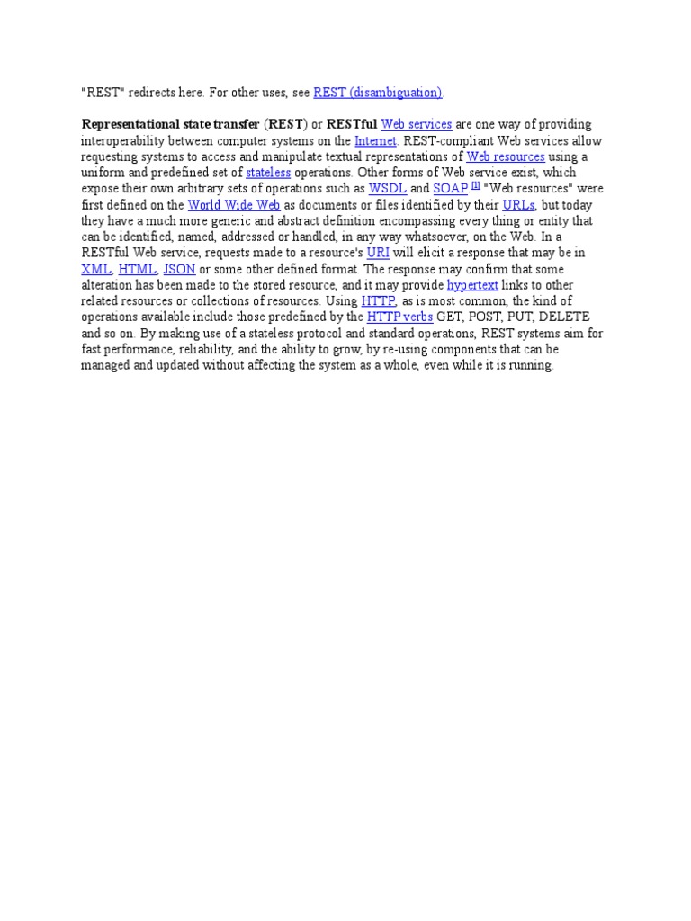 Representational State Transfer (Rest) or Restful | PDF