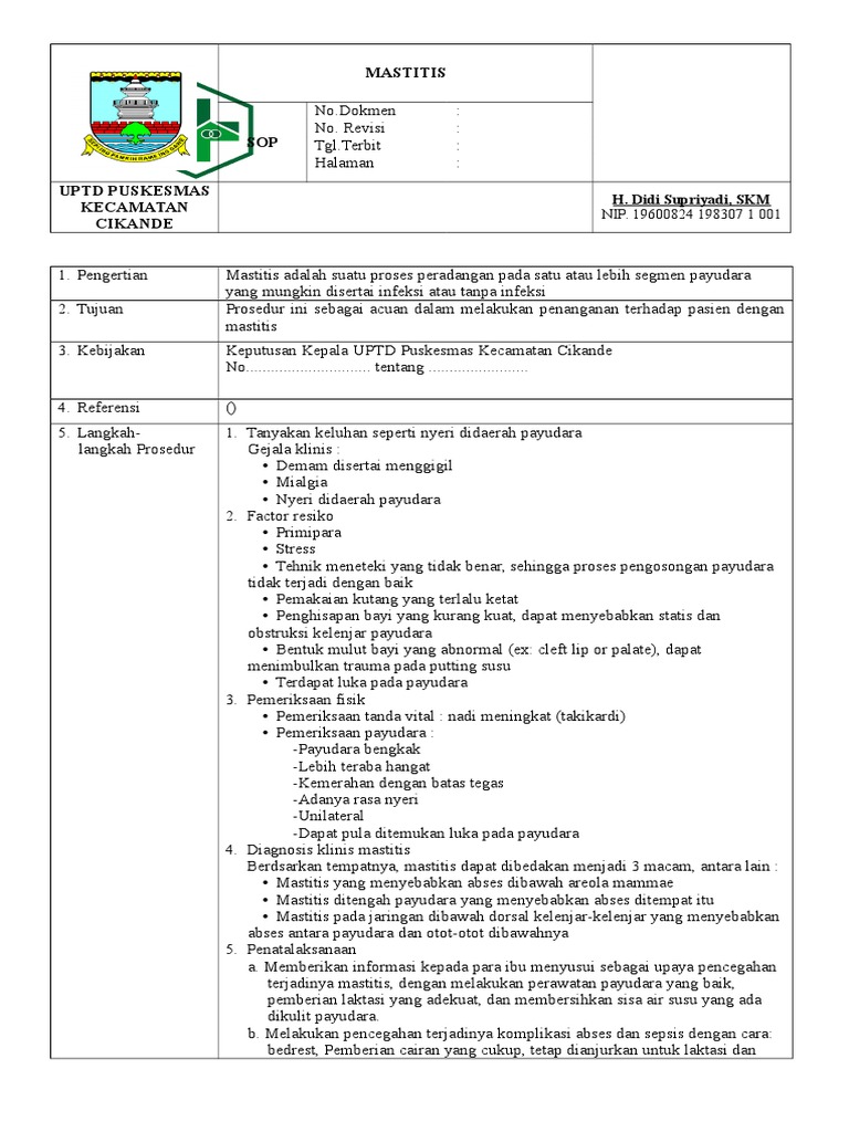 Format Sop Mastitis | PDF