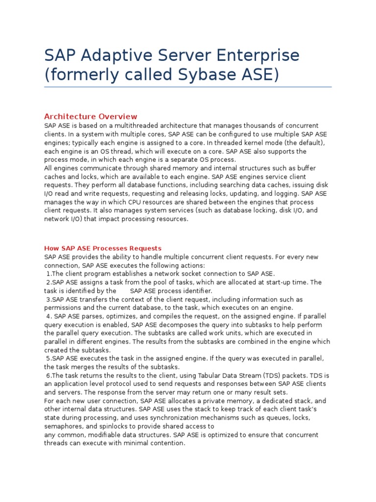 SAP Adaptive Server Enterprise | PDF | Process (Computing) | Thread (Computing)