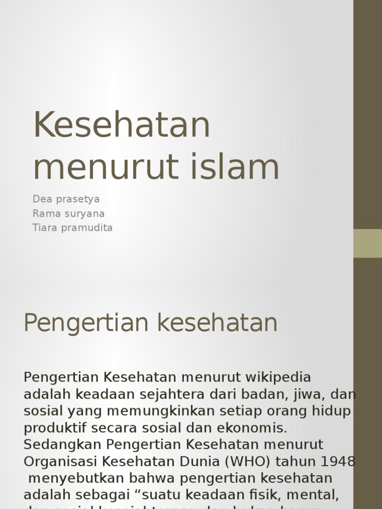 Kesehatan Menurut Islam Kel 3 | PDF | Kesehatan Holistik