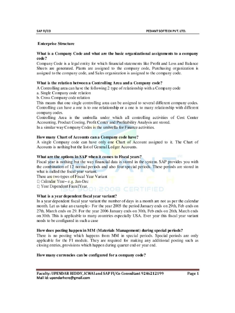 Sap Fico Interview Questions by Pragna Technologies | PDF