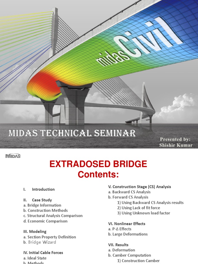 Extradosed Bridge Midas | PDF | Structural Analysis | Bridge
