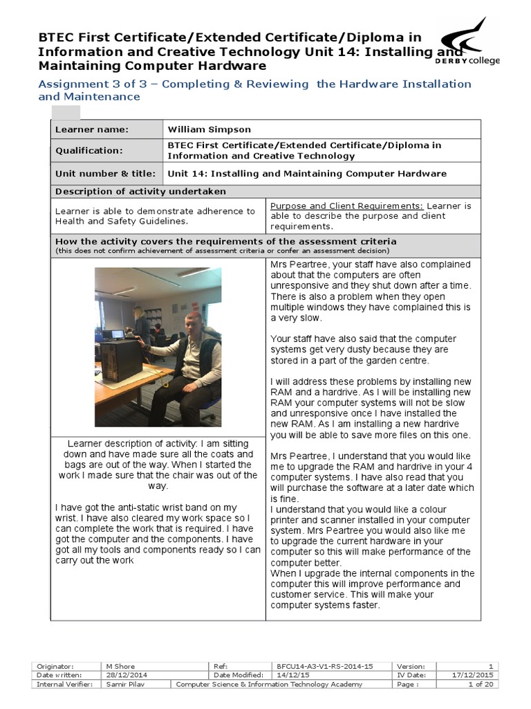 Unit 14 Example Assignment | PDF | Usability | Computer Hardware