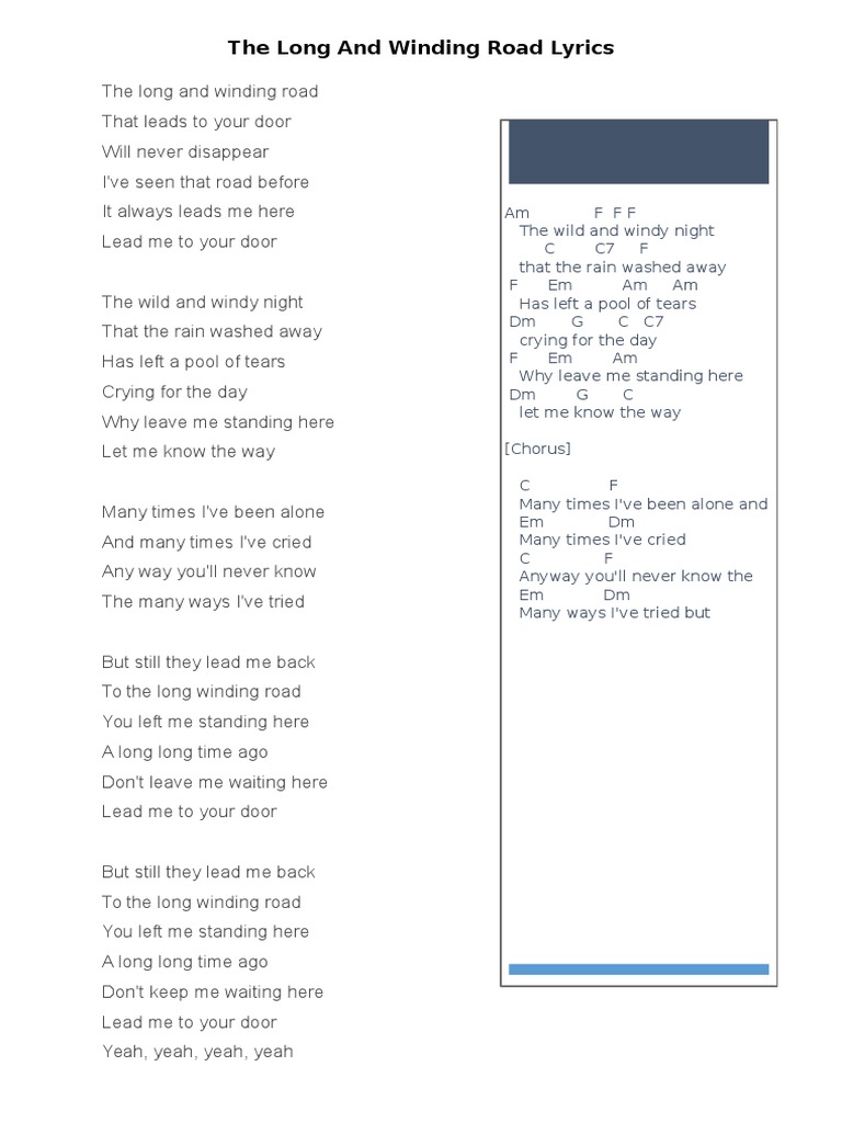 The Long and Winding Road Lyrics
