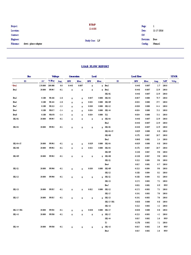 Untitled - Load Flow Report PDF | PDF | Power (Physics) | Electrical ...